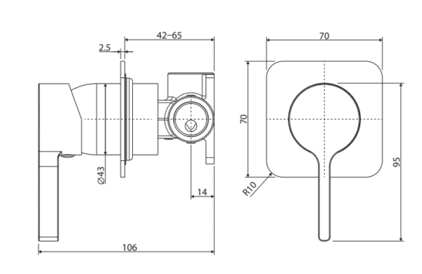 Sansa Wall Mixer Soft Square Plate, 5 x Colour Options. - Gia's ...